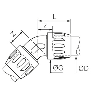 PARKER TRANSAIR - Archivos CAD gratuitos - 6612 - CODO DE 45° - TraceParts