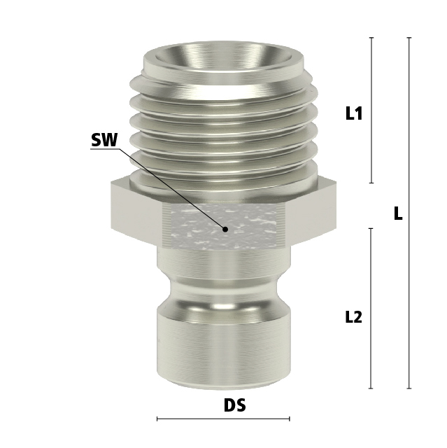 LÜDECKE GmbH - Free CAD models - Series ESD DN 9 - Plugs with straight ...
