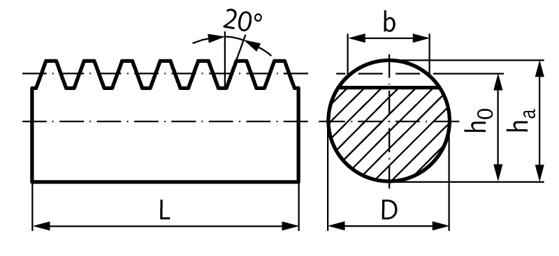 MÄDLER GmbH - Free CAD models - Round Gear Racks with Metric Pitch ...