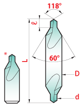 MAGAFOR - Modelos CAD gratuitos - Centre drills with 60° Angle - Form A - ASP - Red'X 0910 ...