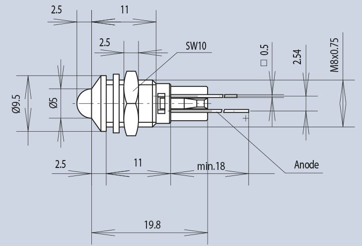 MENTOR - Free CAD models - Indicator lamps ø5mm LEDs Metal Holder ...