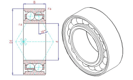 MRC Bearings - Free CAD models - 5300-C Series Double Row Angular ...