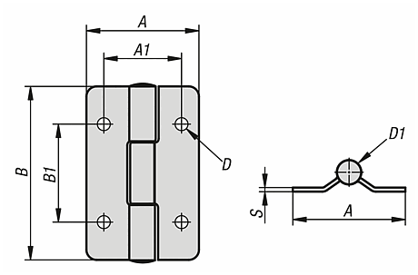 norelem - Free CAD models - Hinges, stainless steel with preset ...