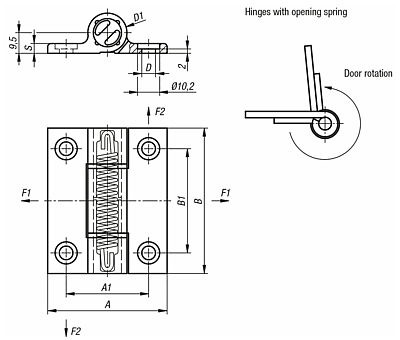 norelem - 免费 CAD 模型 - Spring hinges aluminium profile tension spring ...