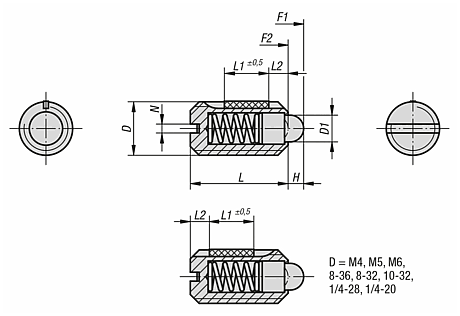 norelem - Free CAD models - Spring plungers with slot and thrust pin ...