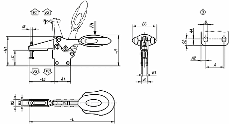 norelem - Free CAD models - Toggle clamps horizontal with safety ...