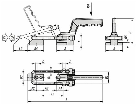 norelem - Free CAD models - Horizontal latch clamps, steel, heavy-duty ...