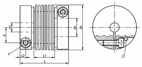 norelem - Free CAD models - Metal bellows couplings with radial ...