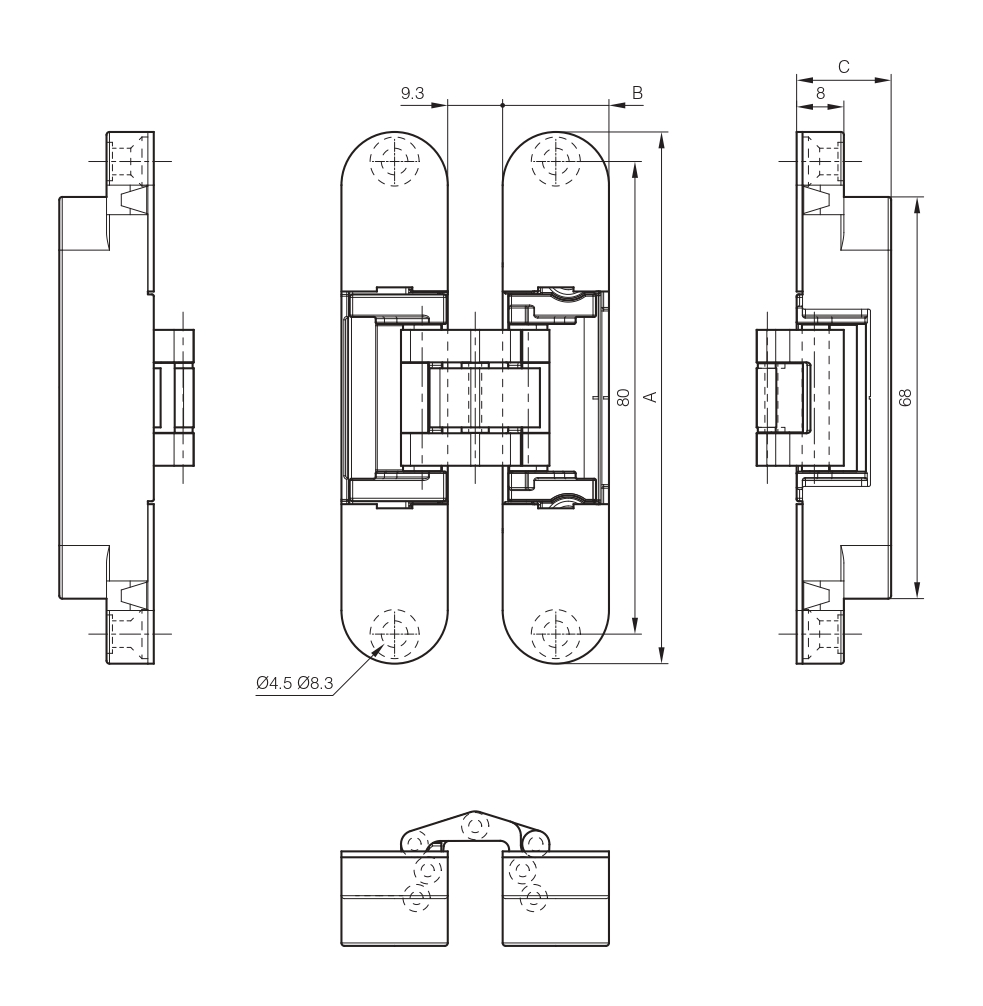 PINET INDUSTRIE - Free CAD models - 3-way adjustable concealed hinge ...