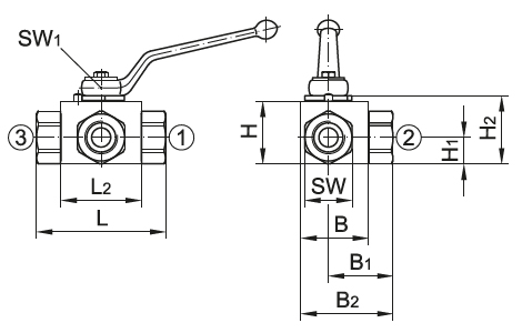 RÖTELMANN - Free CAD models - 3/2-way ball valves with floating ball ...