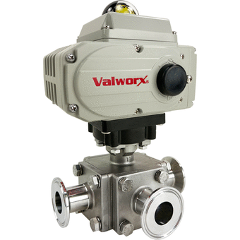 Valworx - Free CAD models - 1" Sanitary Ball Valve, T-Port, 110 VAC, Tri-Clamp, EPS Positioner ...