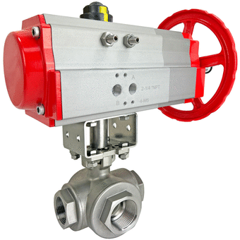 Valworx - 免费 CAD 模型 - 1-1/4" Pneumatic/Manual 3-Way SS L-Port Valve ...