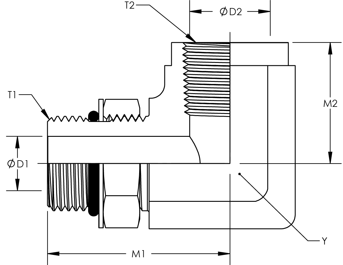 World Wide Fittings - Free CAD models - Male ORB Adj to Female Pipe 90 ...