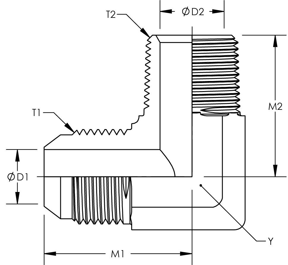 World Wide Fittings - Free CAD models - Male JIC to Male Pipe 90° Elb ...
