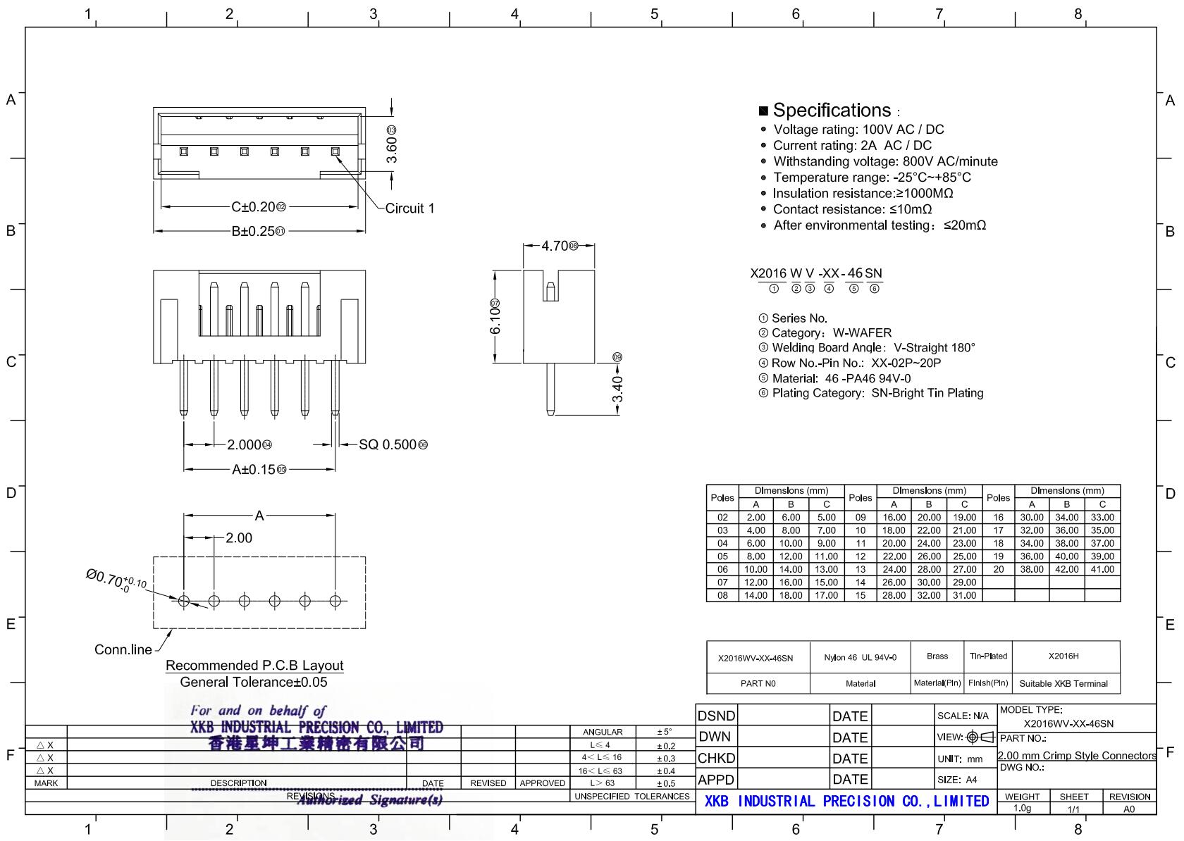 XKB Connectivity - Free CAD models - 2.00mm Wire-to-board connector(JST ...